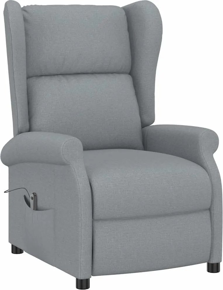 Elektrické polohovací křeslo ušák světle šedé textil 3098319