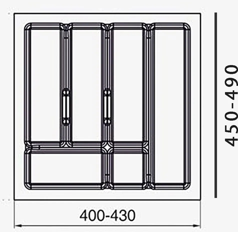 Vklad organizér 50 | plastový | do zásuvky kuchyňské skříňky 50 cm | šedý