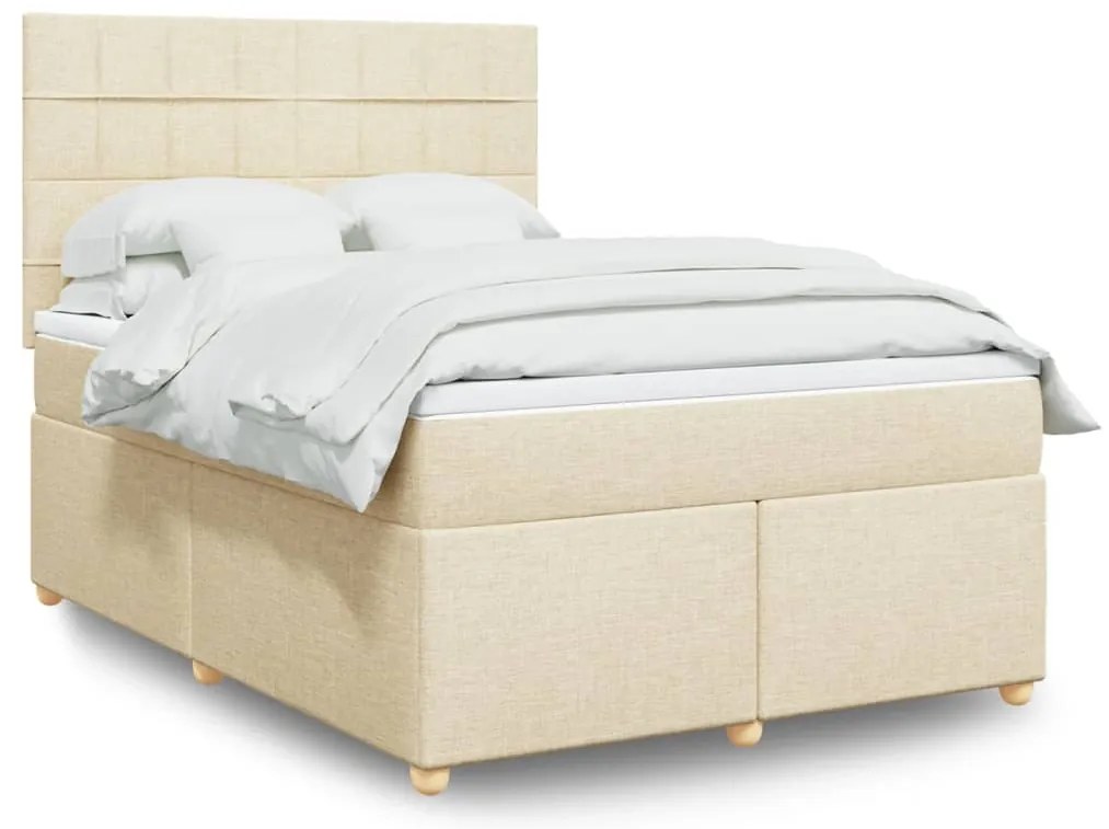 Box spring postel s matrací krémová 140x200 cm textil 3293608