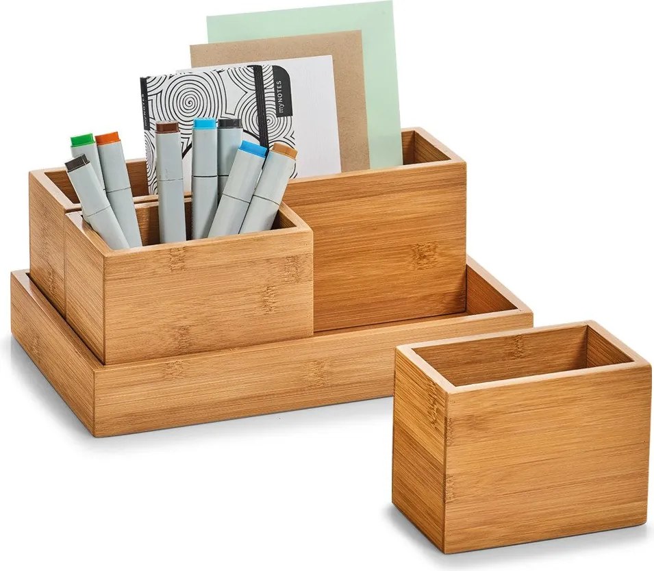 Boxy pro uskladnění, organizéry, 100% bambus - 4 ks, ZELLER