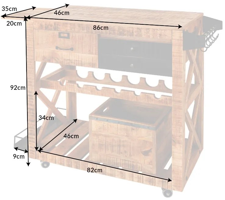 Designová barová skříňka Winebar 92 cm mango