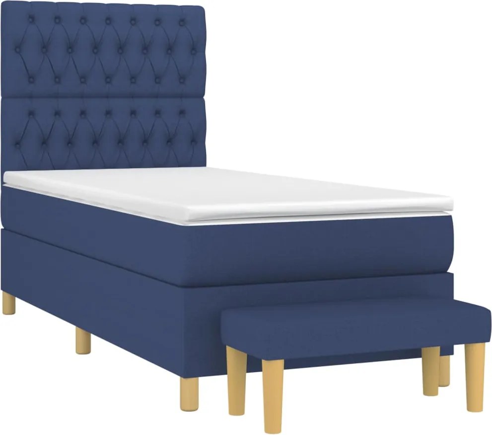 Box spring postel s matrací modrá 90x200 cm textil 3137371