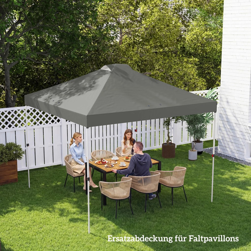 Náhradní střecha pavilonu UV50+ vodotěsná s 8 odtokovými otvory 3 x 3 m, světle šedá