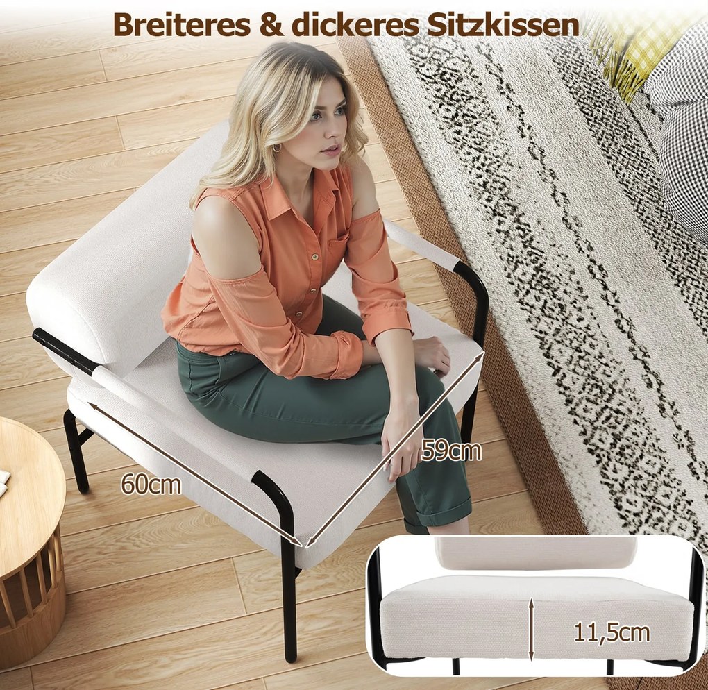 Costway Křeslo Modern Lounge Chair Polstrované křeslo s akcentem a područkami