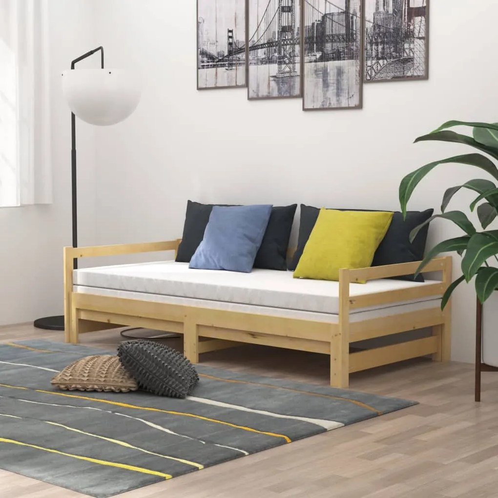 Výsuvná válenda 2× (90 x 200 cm) masivní borové dřevo 3083654