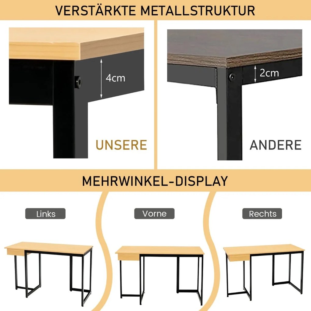 Costway Počítačový stůl se zásuvkou a nastavitelnými podložkami – 120 × 55 cm