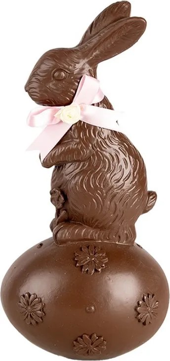 Dekorace čokoládový králík na vajíčku s mašlí - 12*10*25 cm