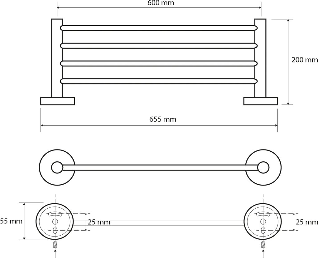 Sapho Sapho, X-ROUND E polička na ručníky 650mm, chrom, XR412
