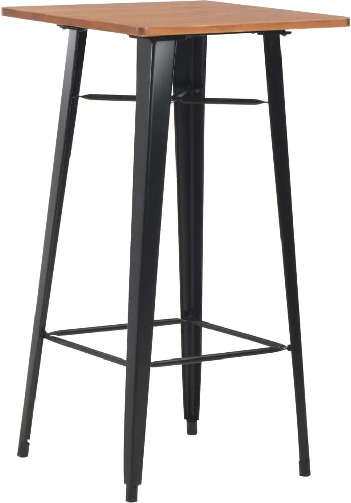 Barový stůl - masivní borové dřevo a ocel - černý | 60x60x108 cm