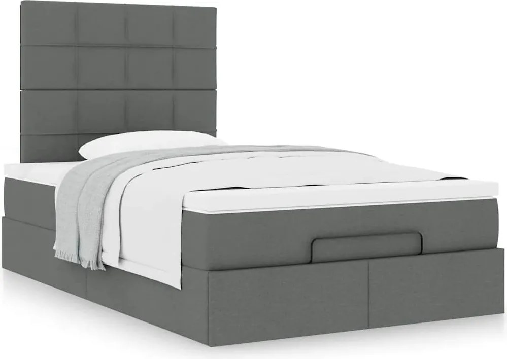 Osmanský rám postele s matrací tmavě šedá 120x200cm textil 3313148