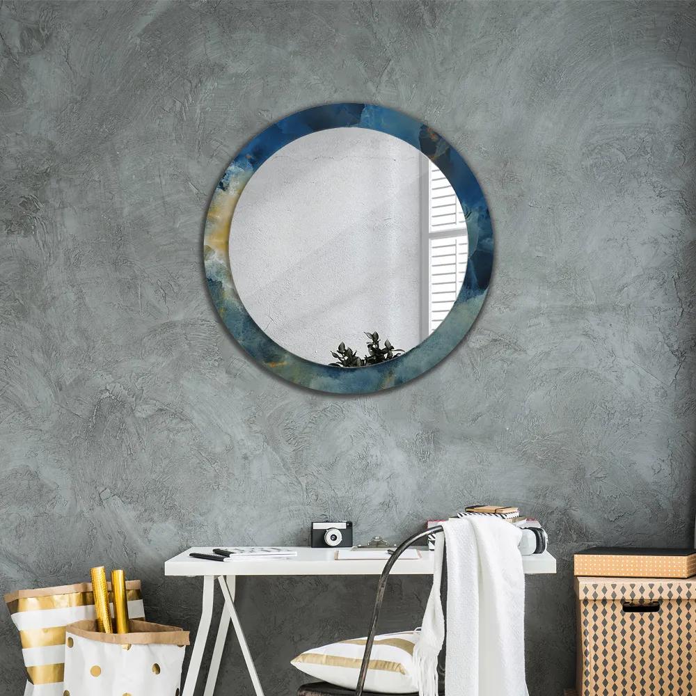 Kulaté zrcadlo tištěný rám Mramor onyx fi 80 cm
