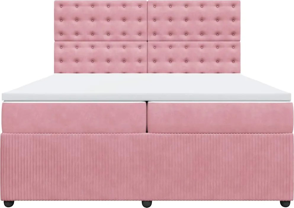Box spring postel s matrací růžová 200x200 cm samet 3292447