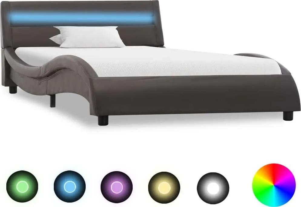 vidaXL Rám postele s LED světlem umělá kůže 90 x 200 cm [285672] Barva: Bílá