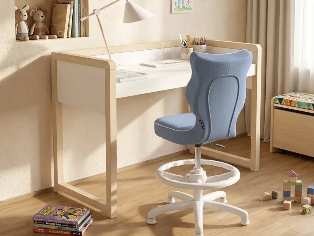 Benlemi Dětský rostoucí stůl STOLLY se dvěma výškami stolu + ergonomická židle MODRÁ Zvolte rozměr židle: dítě 119 - 142 cm (výška stolu 71 - 82 cm)