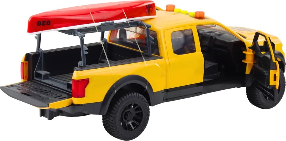 LEAN Toys Terénní auto na přepravu kajaků, světla a zvuky, žluté