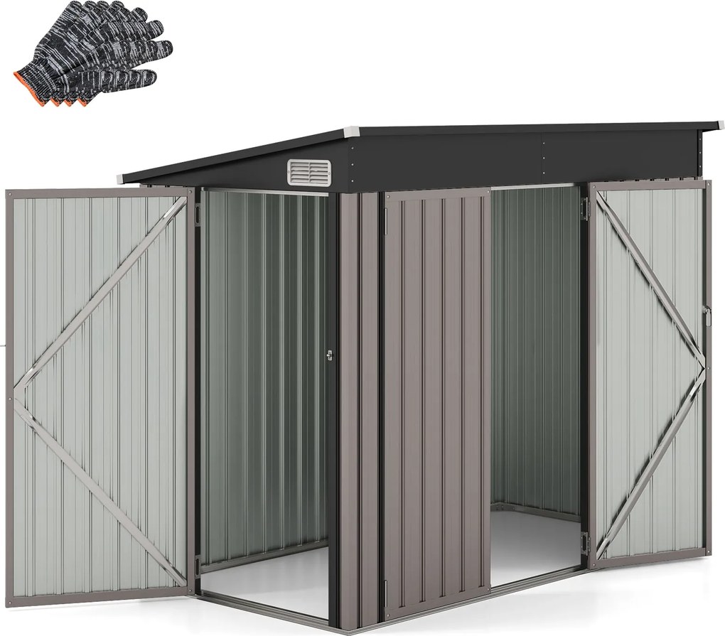 Costway Kovový zahradní přístřešek s předními a bočními – 235 × 117 × 185 cm