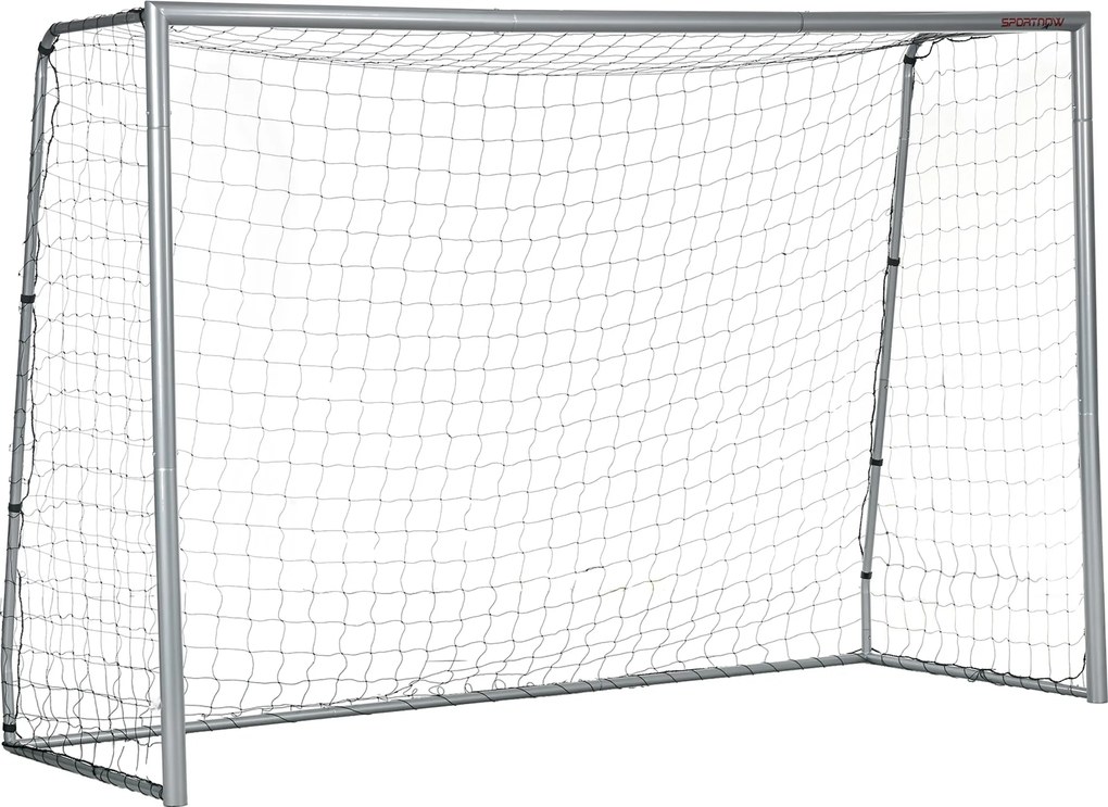 SPORTNOW Fotbalová brána s PE síťovinou, fotbalová brána pro děti a dospělé, 300 x 120 x 200 cm, Ocel, PE, pro zahradu, fotbalový trénink, šedá | Aoso