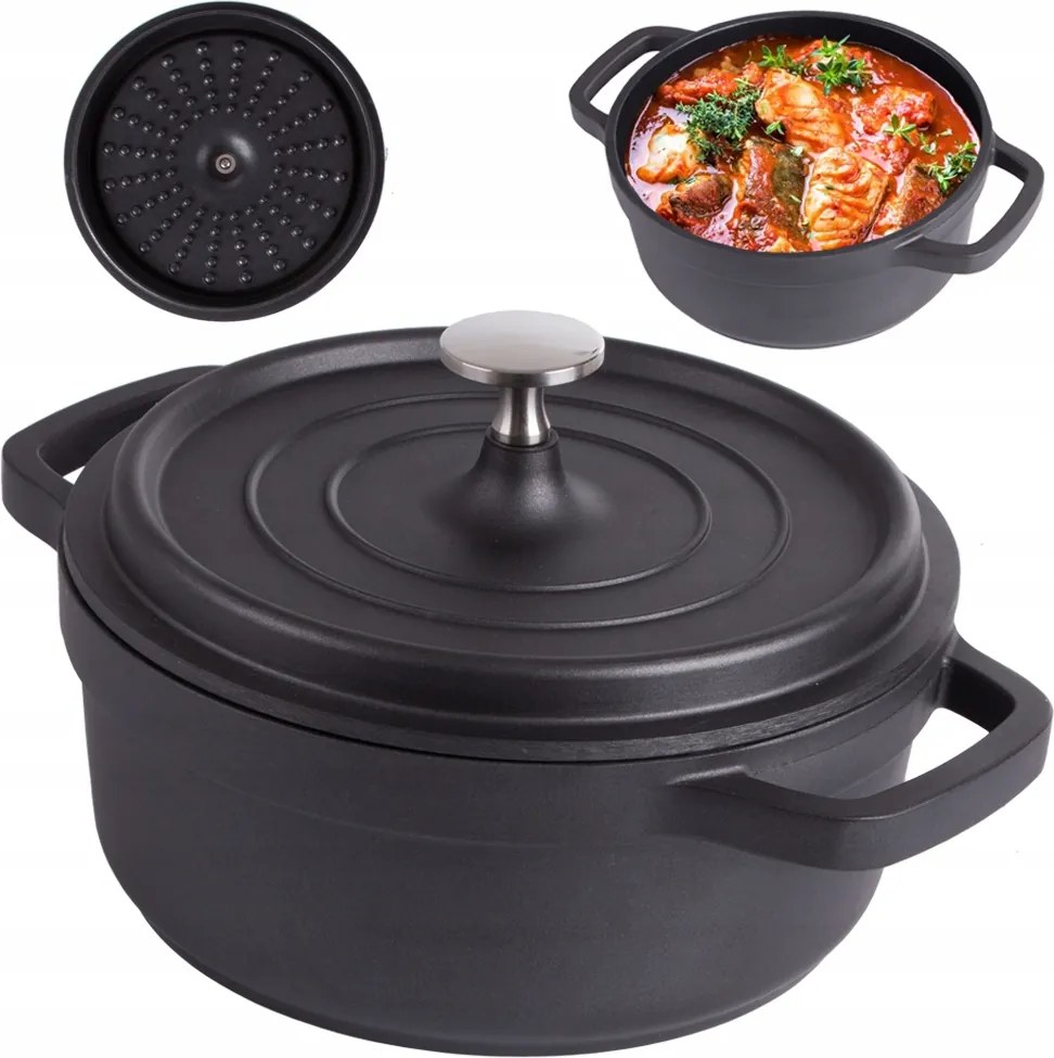 Hrnec Pekáč Na Vaření Pečení Non Stick Indukce Plyn Víko 2L