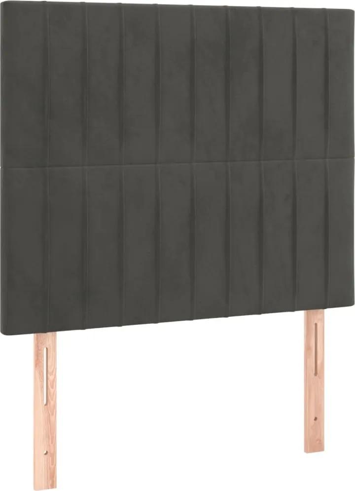 vidaXL Box spring postel s matrací a LED 90x190 cm samet [3136216] Barva: světle šedá