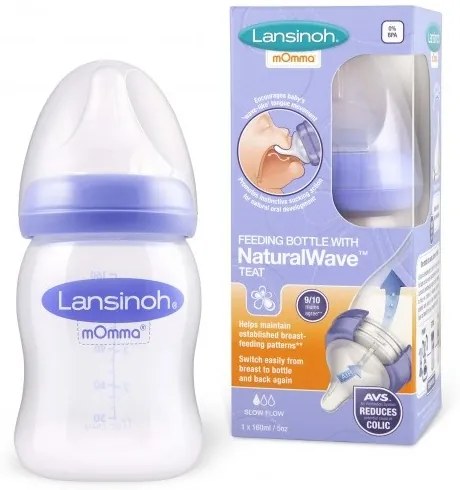 Lansinoh Kojenecká láhev s NaturalWave TM savičkou 240ml, střední průtok