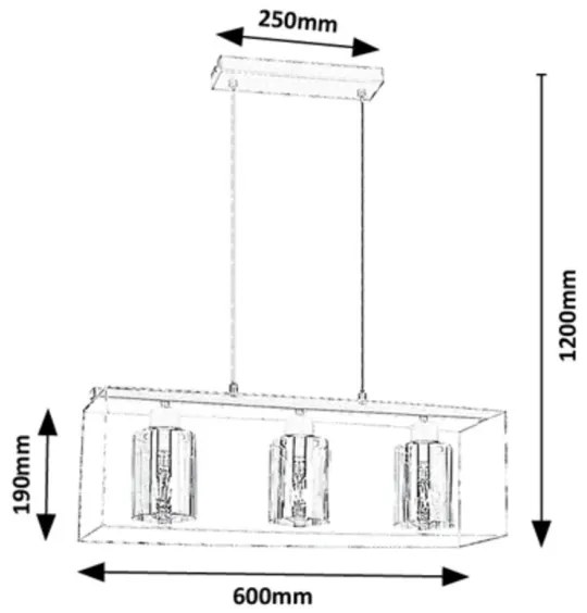 Rabalux 72033 - Lustr na lanku CHADWICK 3xE27/25W/230V