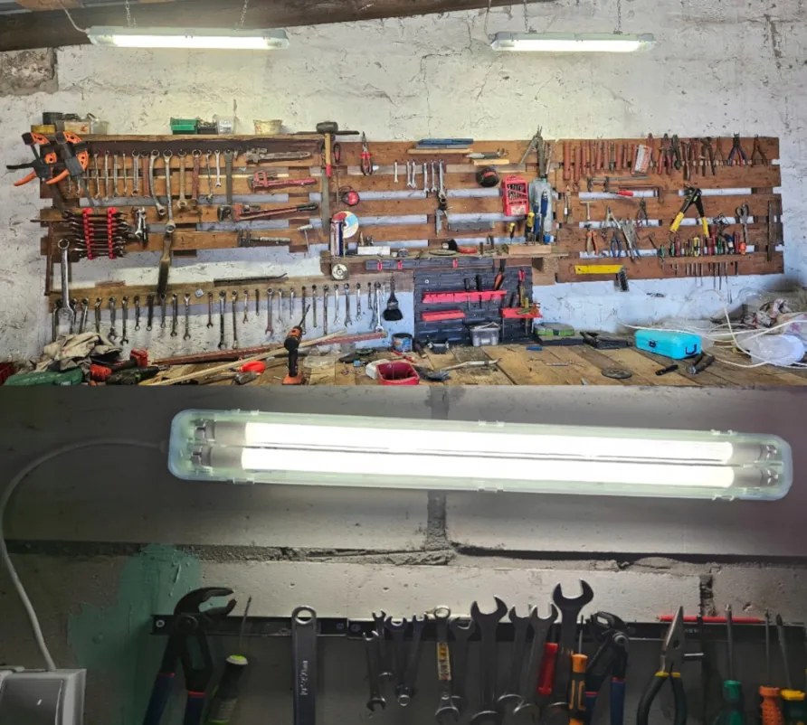 Sada 2× hermetické svítidlo 120 cm + LED trubice do dílny a garáže
