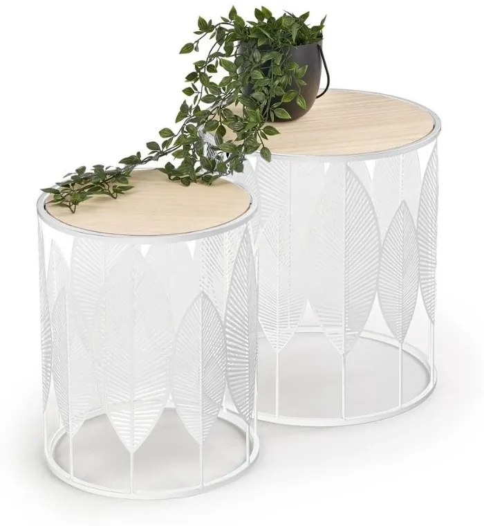 Konferenční stolek Folla, přírodní dřevo / bílá