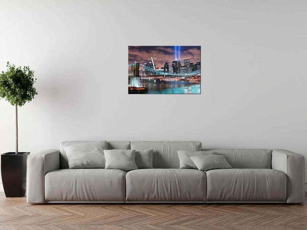 Gario Obraz s hodinami Panorama Manhattanu Rozměry: 100 x 40 cm