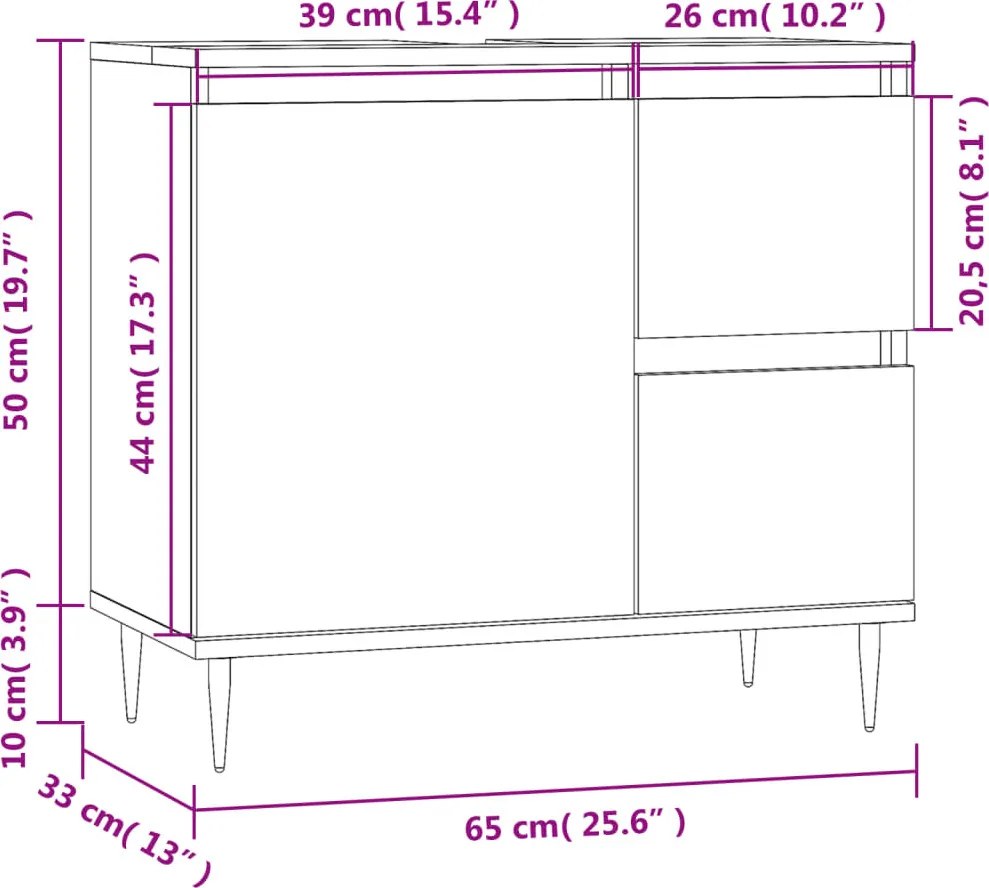 vidaXL Koupelnová skříňka 65 x 33 x 60 cm kompozitní dřevo [831597] Barva: bílá s vysokým leskem