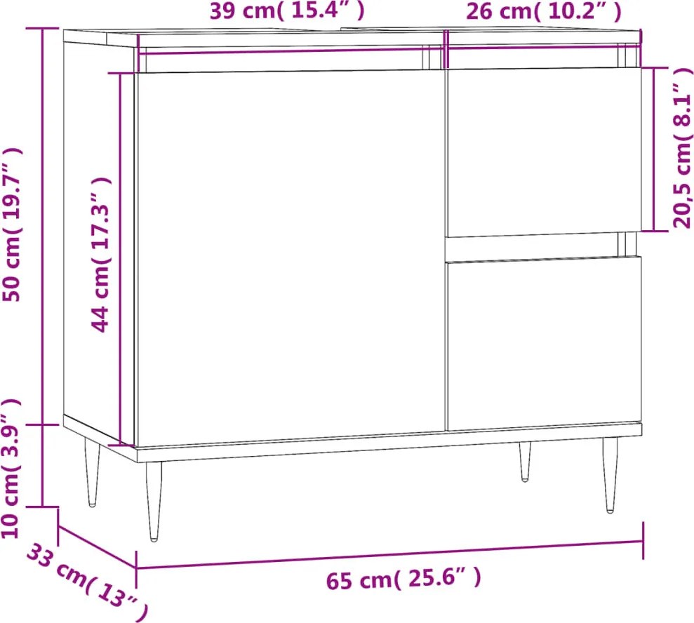 vidaXL Koupelnová skříňka 65 x 33 x 60 cm kompozitní dřevo [831597] Barva: Černá