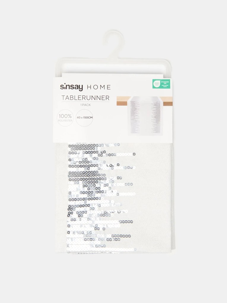 Sinsay - Běhoun na stůl s flitry - sříbrná