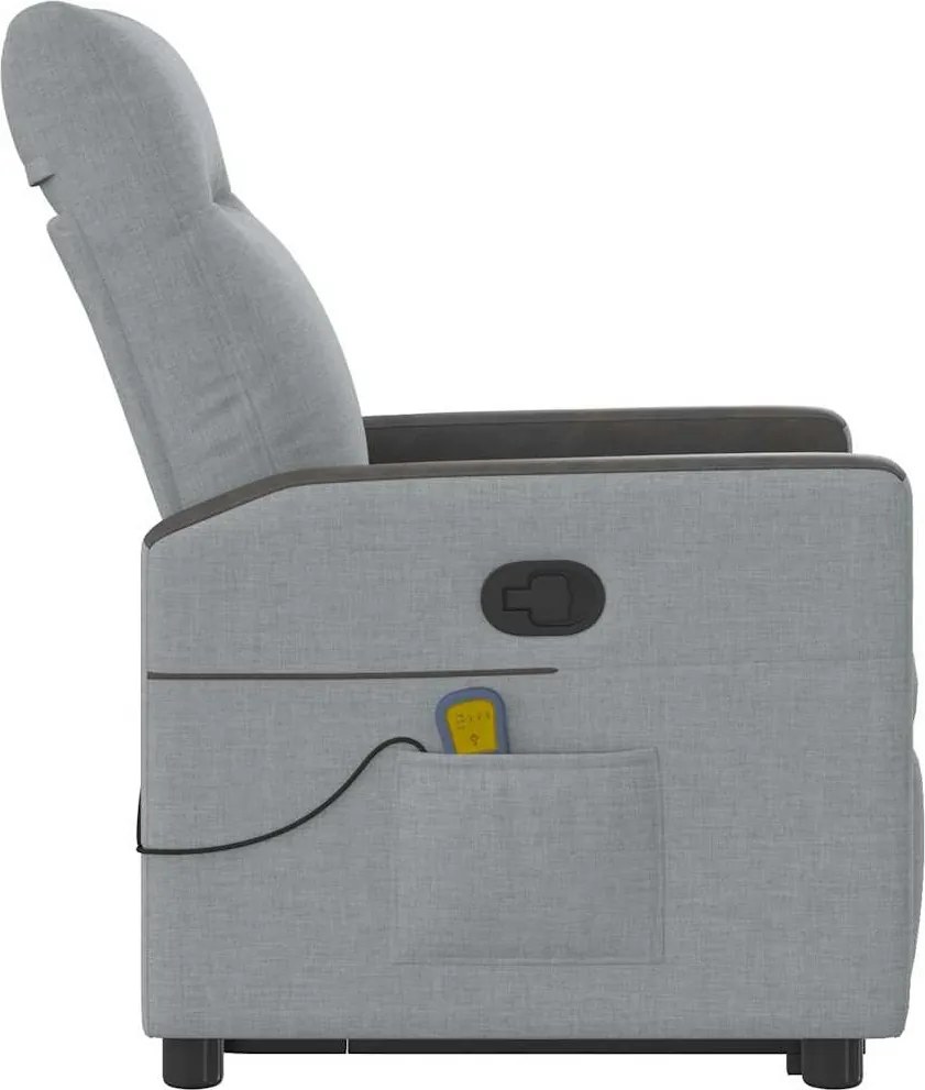 Zvedací masážní polohovací křeslo světle šedé textil 3324059