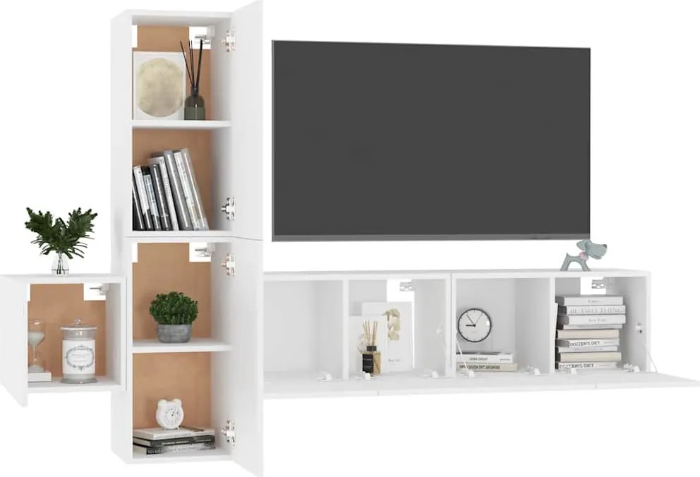 5dílný set TV skříněk bílý kompozitní dřevo 3078653