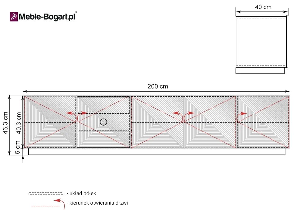 TV stolek Asha 200 cm - černý mat