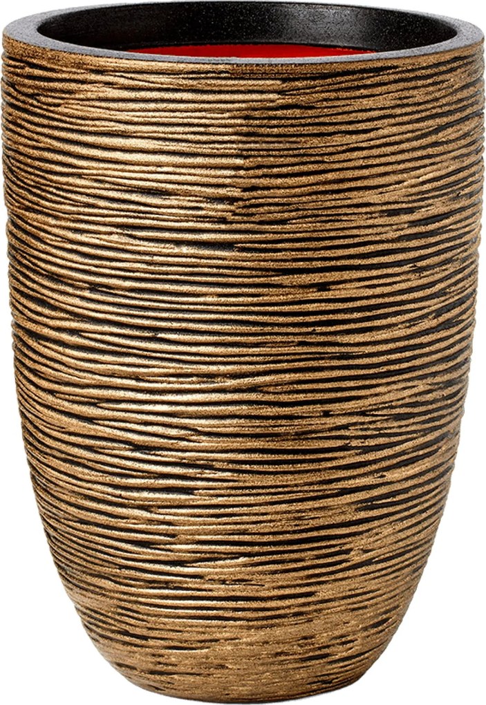 Capi Nature Rib NL Vase Elegant Low Black Gold Ø 34 cm / V 46 cm