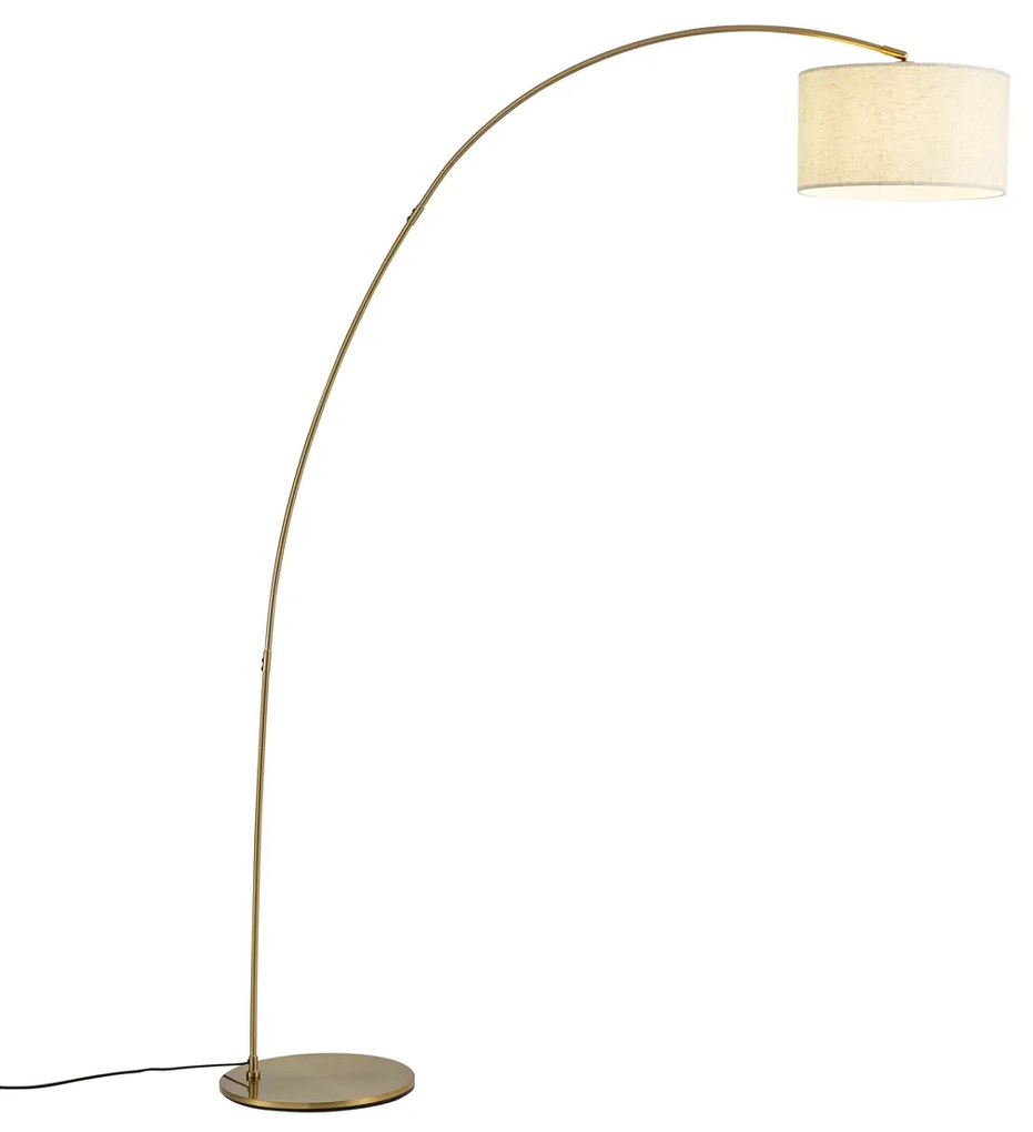 Moderní oblouková lampa mosazná s béžovým stínidlem - Vinossa