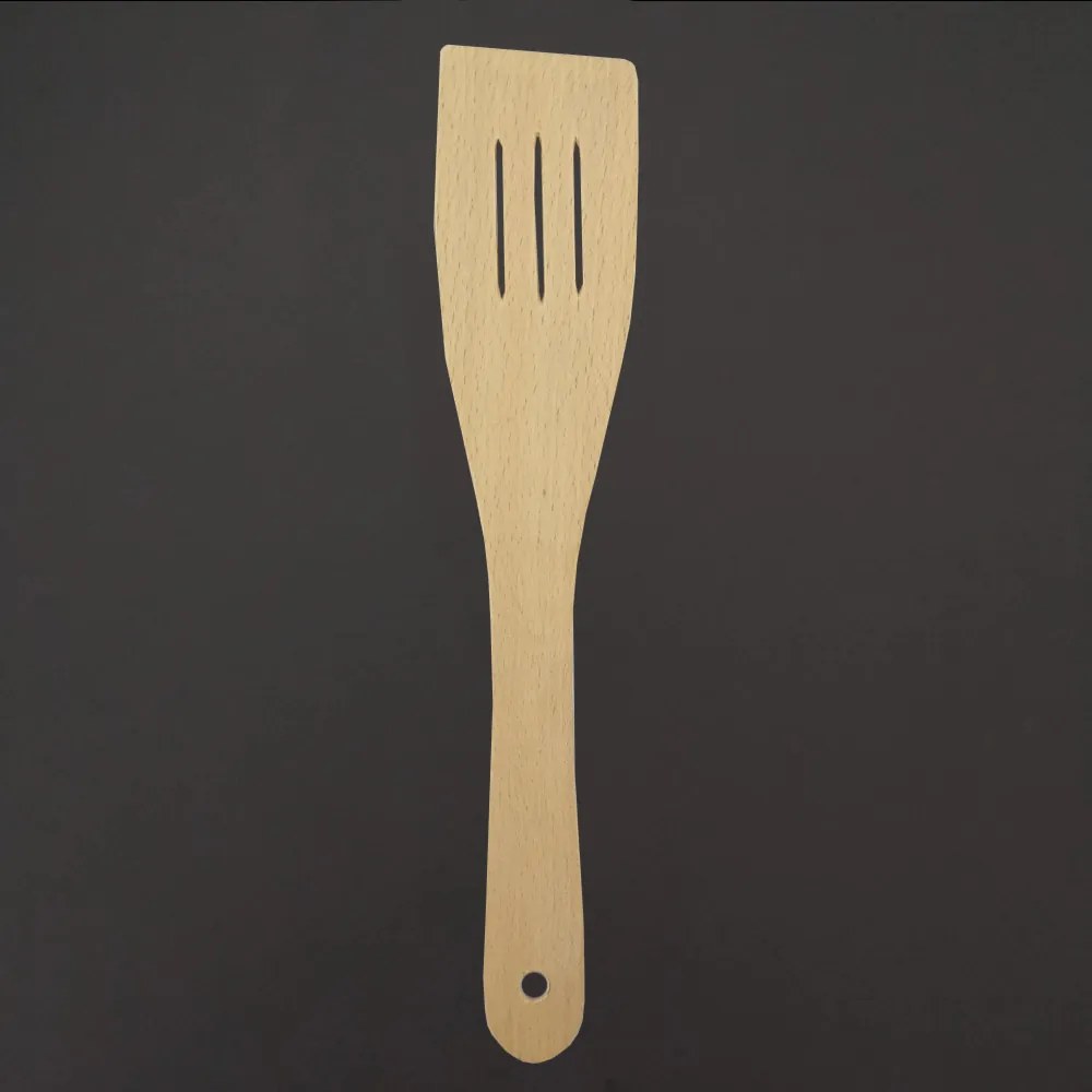 AMADEA Dřevěná obracečka rovná s drážkami, masivní dřevo, 28 cm