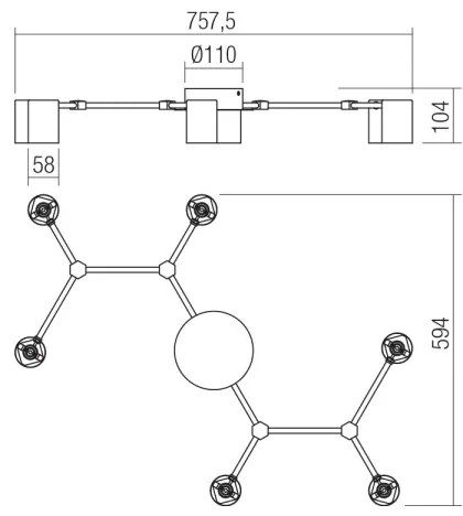 Redo 01-4048 - Bodové svítidlo WEBB 6xGU10/10W/230V černá