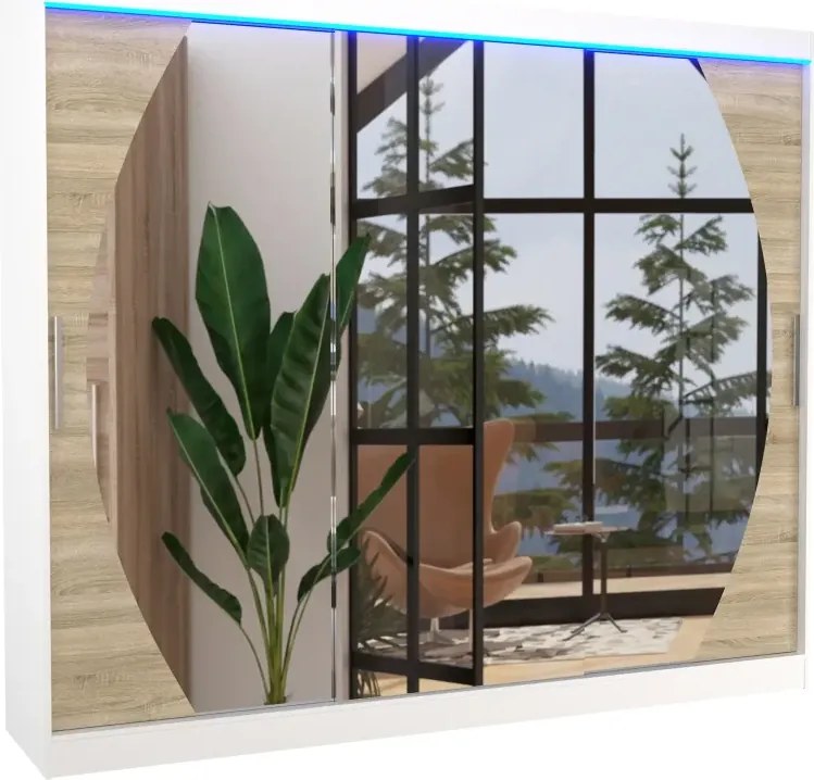 Posuvná skříň se zrcadlem a LED osvětlením CAMBE 250