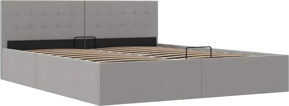 Zvedací rám postele úložný prostor světle šedý textil 160x200cm 285580