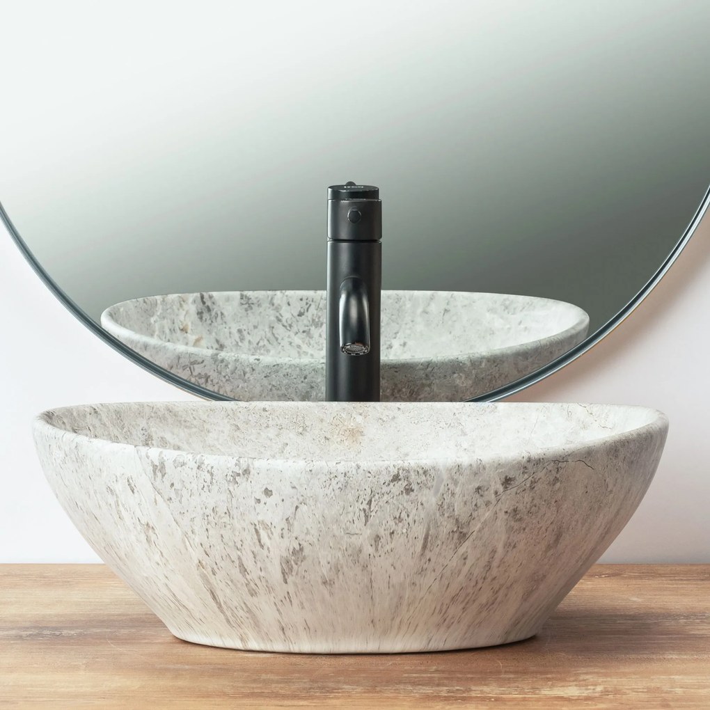 Rea Sofia Light Stone, umyvadlo na desku 41x35 cm, imitace kamene-šedá, REA-U0165