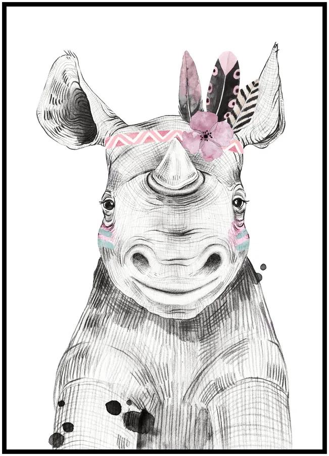 Plakát Nosorožec Rozměr plakátu: 40 x 50 cm, Varianta nosorožce: Nosorožec gentleman