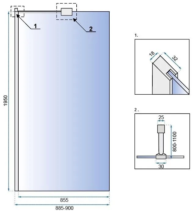 Bezrámová sprchová zástěna REA AERO 90 cm, chrom