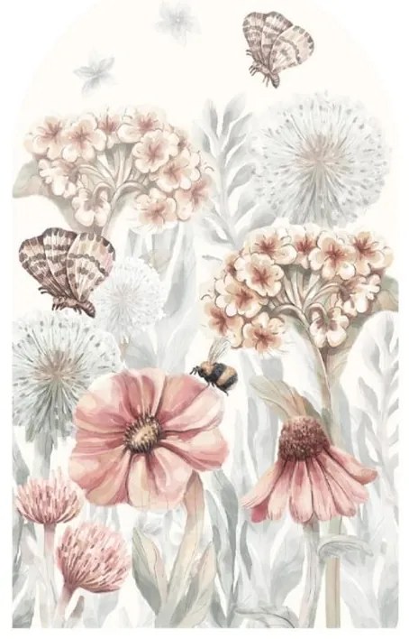 Nástěnná samolepka OBLOUK do dětského pokoje DIVOKÉ KVĚTY Rozměr: 60 x 110 cm