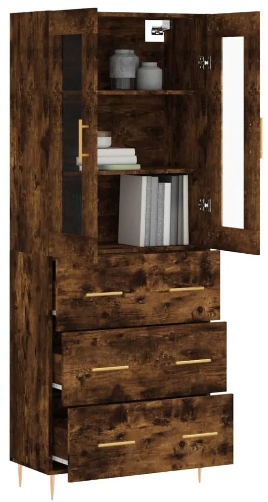 Skříň highboard kouřový dub 69,5 x 34 x 180 cm kompozitní dřevo - Default Title