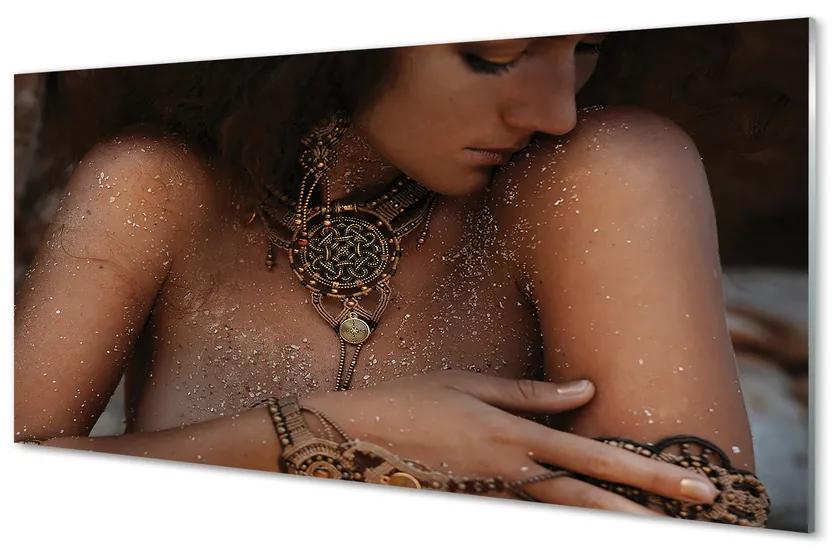 Skleněný panel šperky žena 120x60 cm