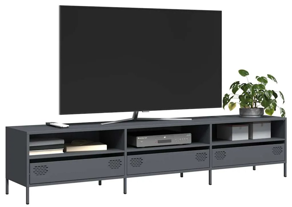 TV skříňka antracitová 202x39x43,5 cm ocel válcovaná za studena