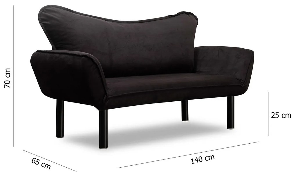 Designová rozkládací pohovka Wenda 140 cm černá