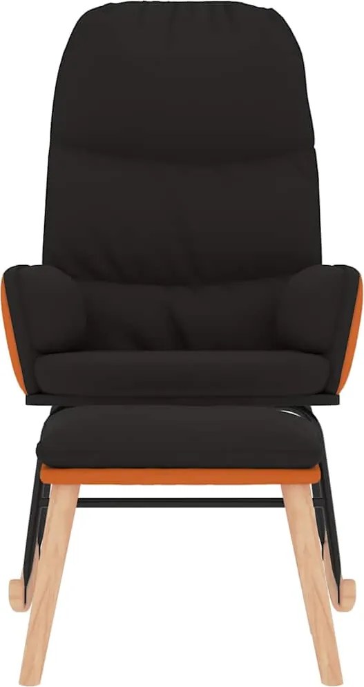 Houpací křeslo se stoličkou černé textil 3097406