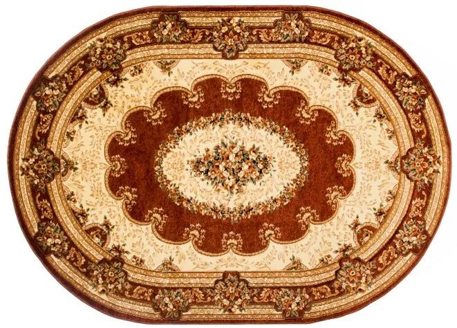 Oválný kusový koberec YESEMEK 5889A hnědý Rozměr: 140x190 cm